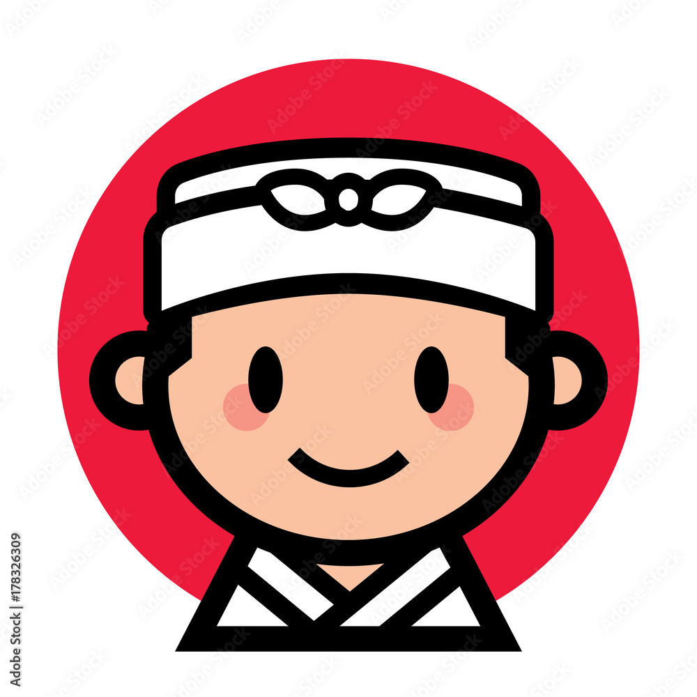 Cute Japanese chef with happy smiling, vector mascot character ...