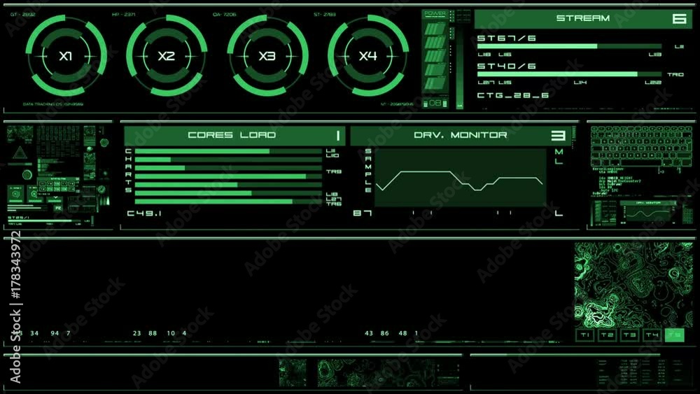Deep green futuristic interface/Digital screen/Detailed abstract ...