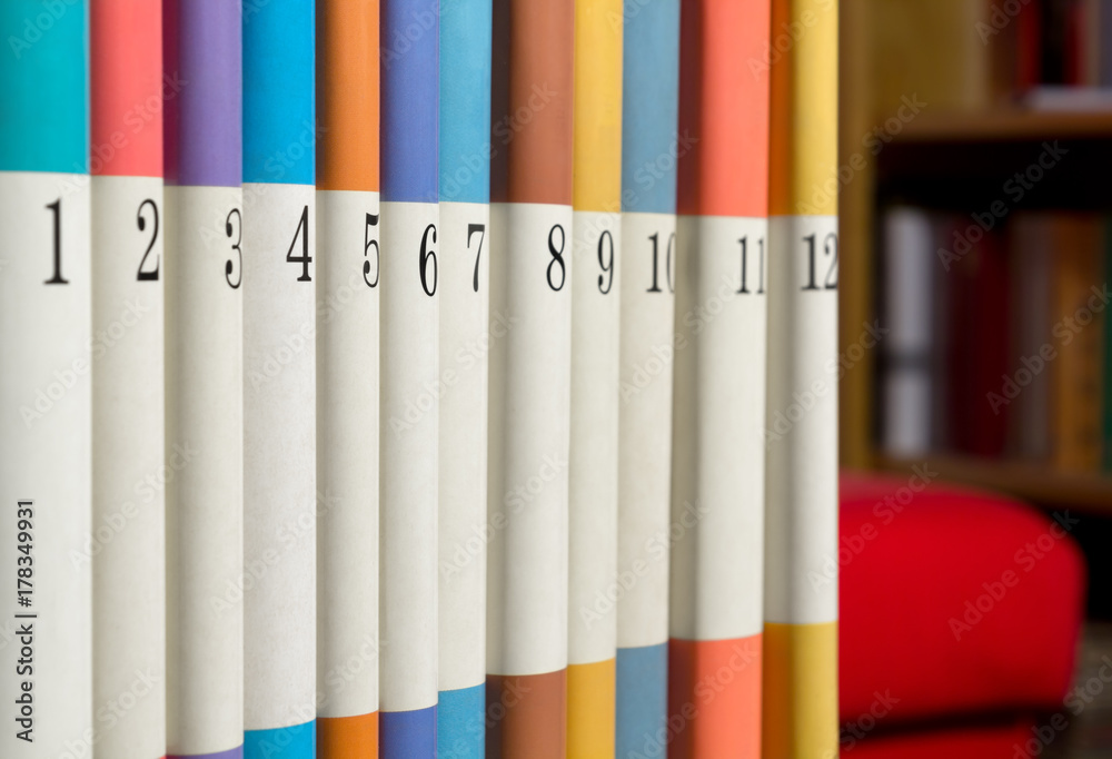 Numbered Books in a Row Stock Photo | Adobe Stock