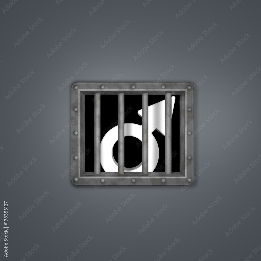 male symbol in prison - 3d rendering Stock Illustration | Adobe Stock