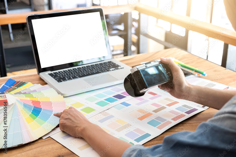 Color samples, colour chart, swatch sample, Graphic designer being ...