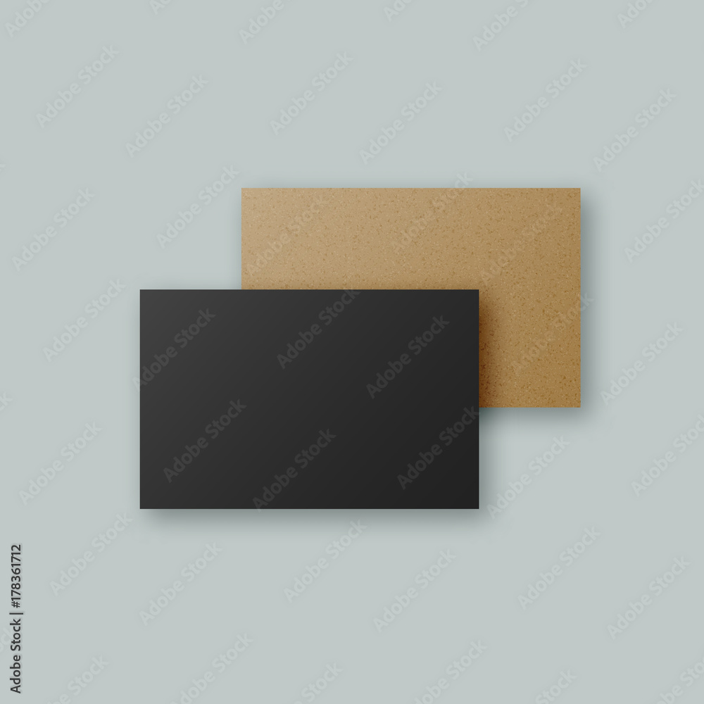 Black and brown kraft paper vector business card templates. Realistic ...