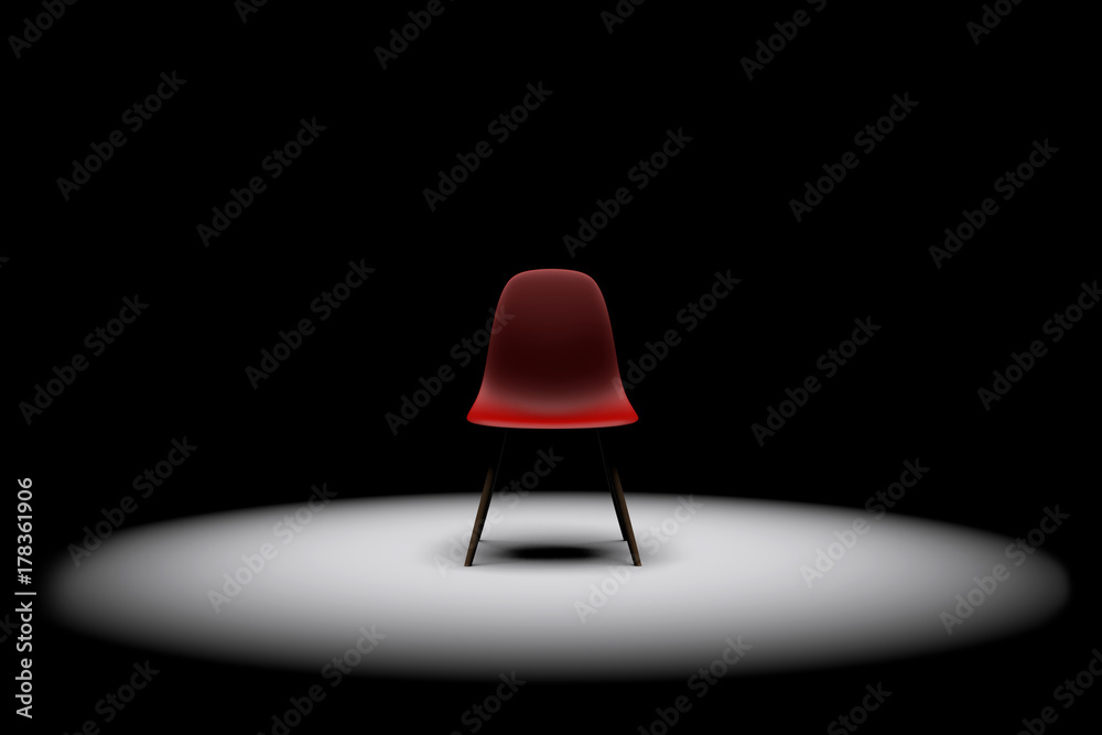 Red chair in a bright spotlight. Business leadership. recruitment ...