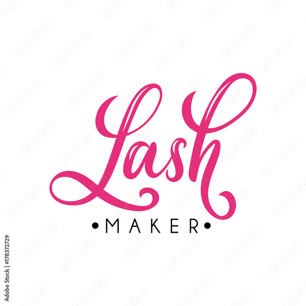 Lashes lettering logo design. Vector hand drawn lettering. Calligraphy ...