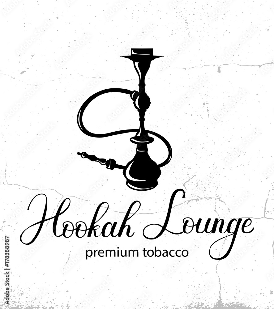 Hookah vector logo design on texture background Stock Vector | Adobe Stock