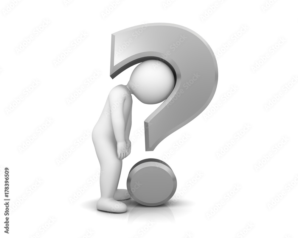 sad man question mark silver gray grey 3d asking sign burnout symbol ...