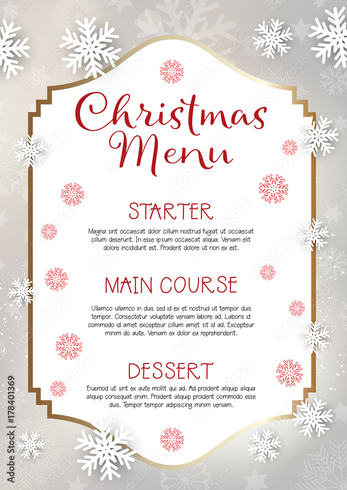 Christmas menu design background Stock Vector | Adobe Stock