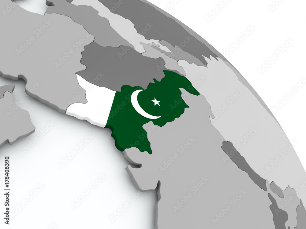 Map of Pakistan with flag on globe Stock Illustration | Adobe Stock