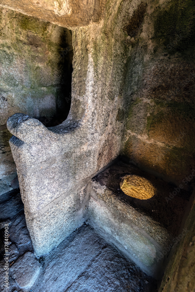 Medieval toilet in the Santa Maria da Feira castle in Portugal Stock ...
