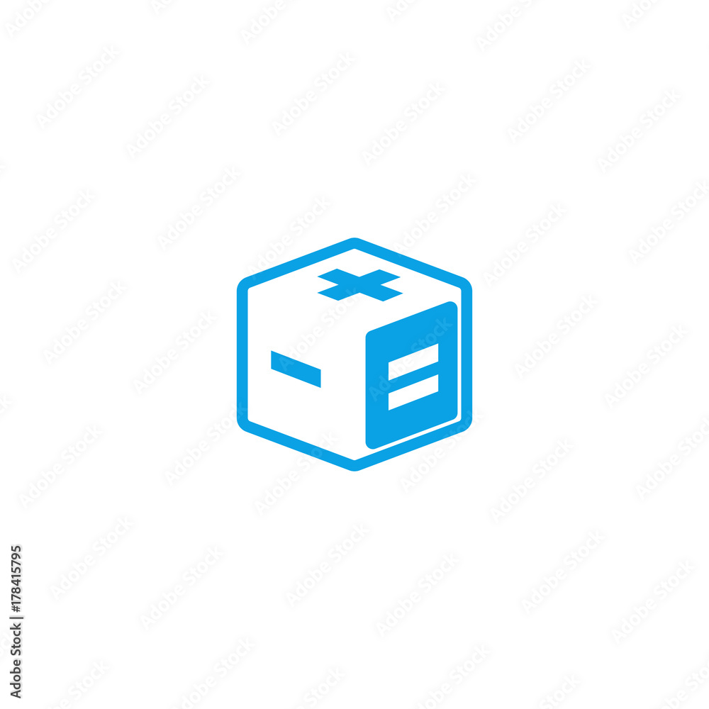 Calculator logo creative mathematics app isometric logotype, 3d cube ...