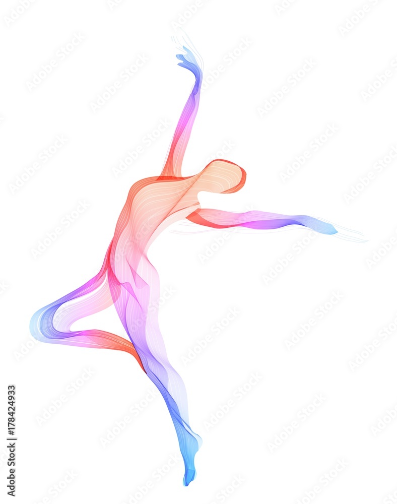 Abstract dancer, woman silhouette over white Stock Vector | Adobe Stock
