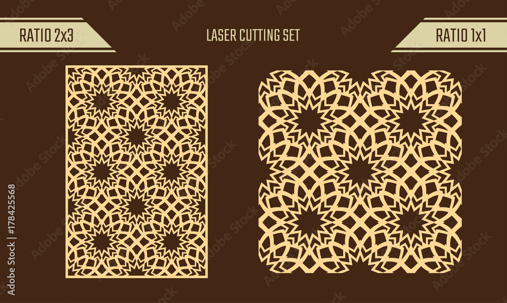DIY Laser Cutting set. Woodcut Vector Panel. Plywood Lasercut Eastern ...