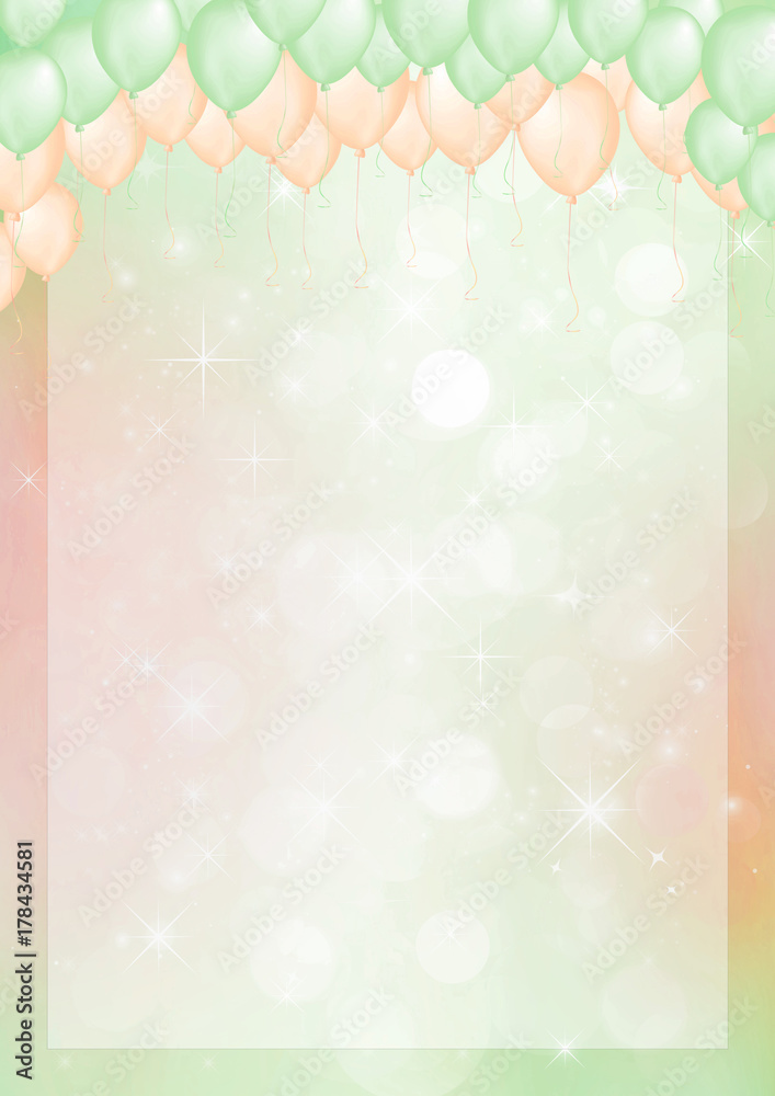 Pink background with balloon header and border Stock Illustration ...