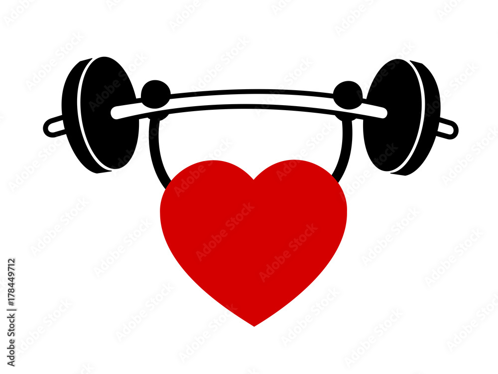 Heart and healthy lifestyle. Fitness, exercise with weights and body ...
