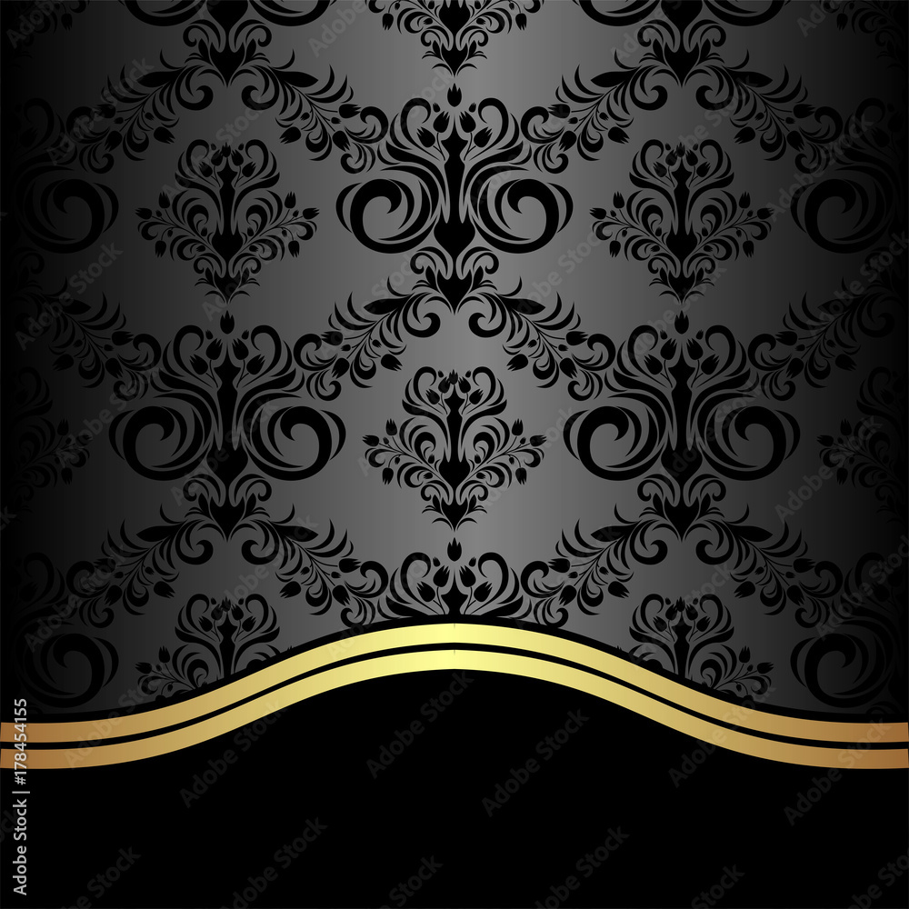 Black Damask Border