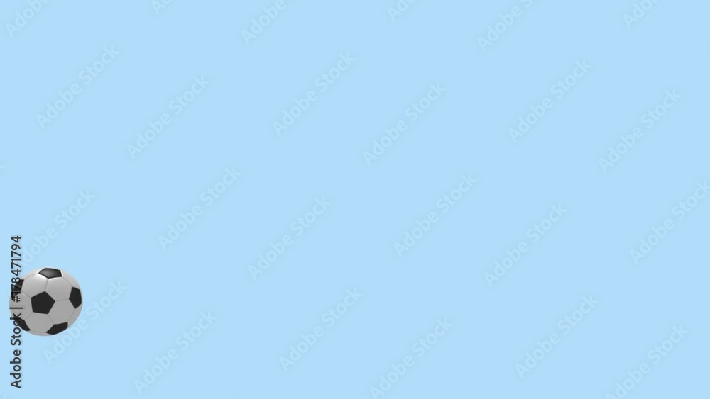 Soccer ball flying from the sky to the camera and flying away on a ...