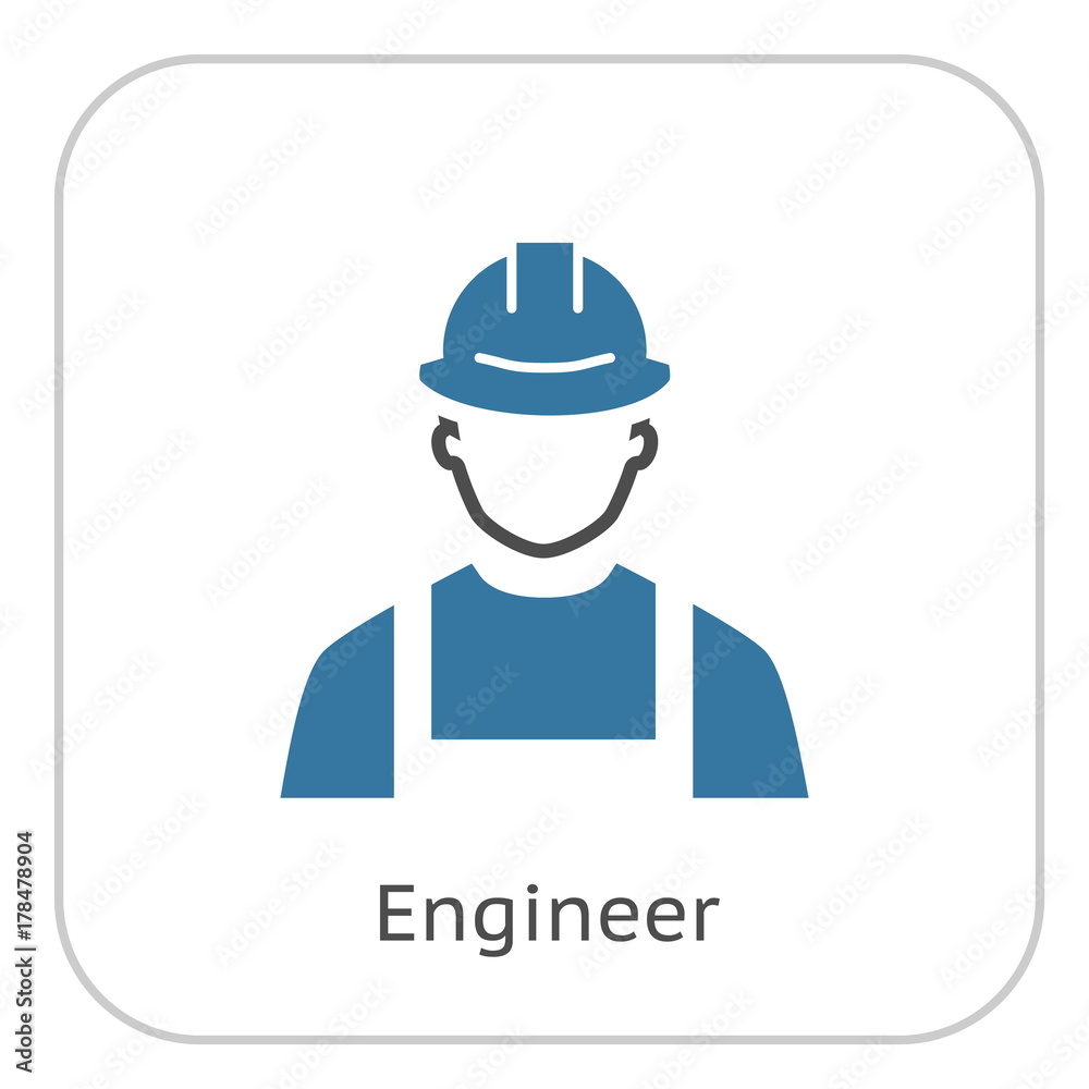 Engineer Icon. Man in Hard Hat. Buider Symbol. Stock Vector | Adobe Stock