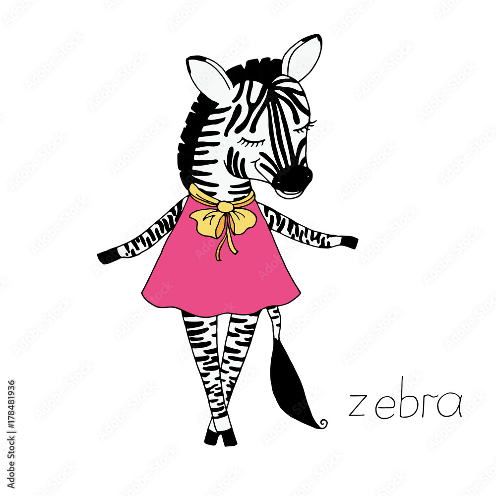 Cute Pink Zebra Cartoon