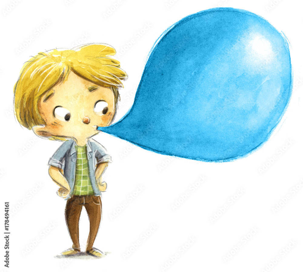 niño comiendo chicle Stock Illustration | Adobe Stock