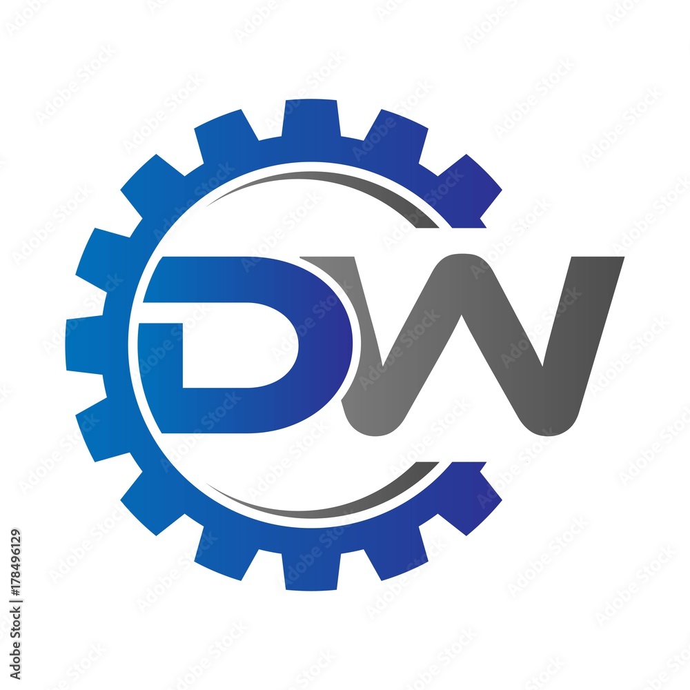 dw initial logo vector with gear blue gray Stock Vector | Adobe Stock