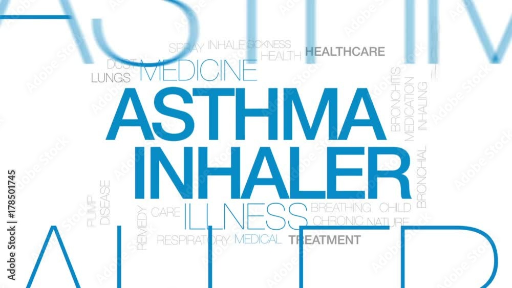 Asthma inhaler animated word cloud, text design animation. Kinetic ...