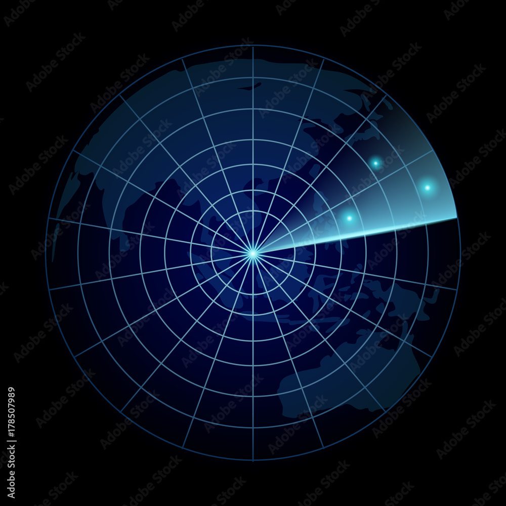 Realistic vector radar in searching. Radar with the aims on itVector ...