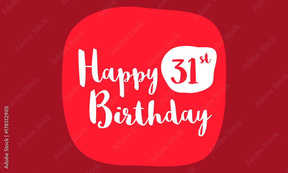 Happy 31 Birthday Card (Brush Lettering Vector Design) Stock Vector ...