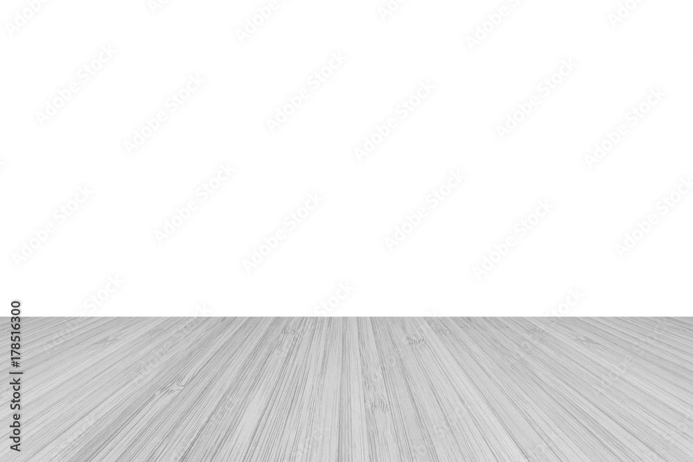 Wood floor perspective view with wooden texture in light grey color ...