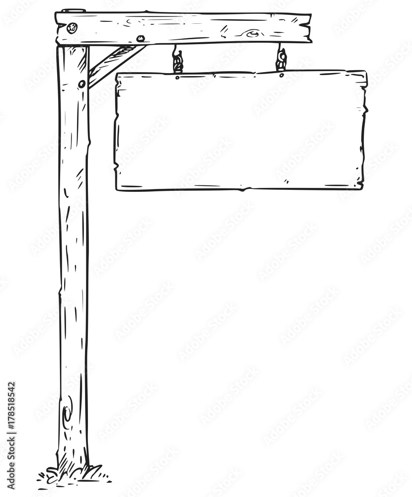 Empty Blank Sign Board Drawing Stock Vector | Adobe Stock