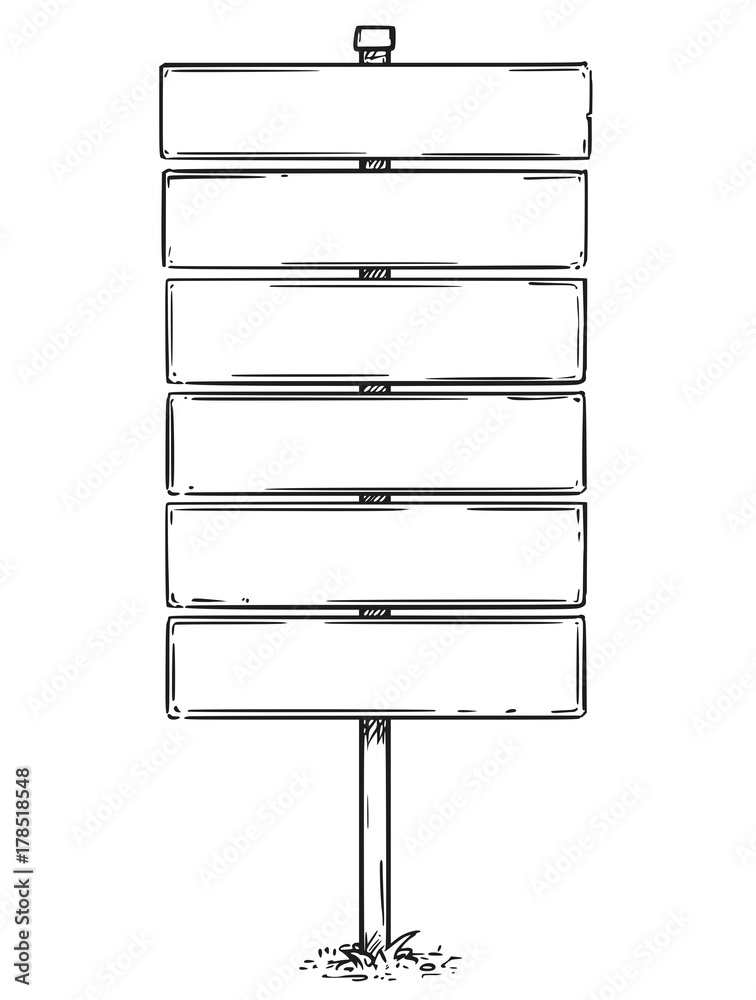 Empty Blank Sign Board Drawing Stock Vector | Adobe Stock