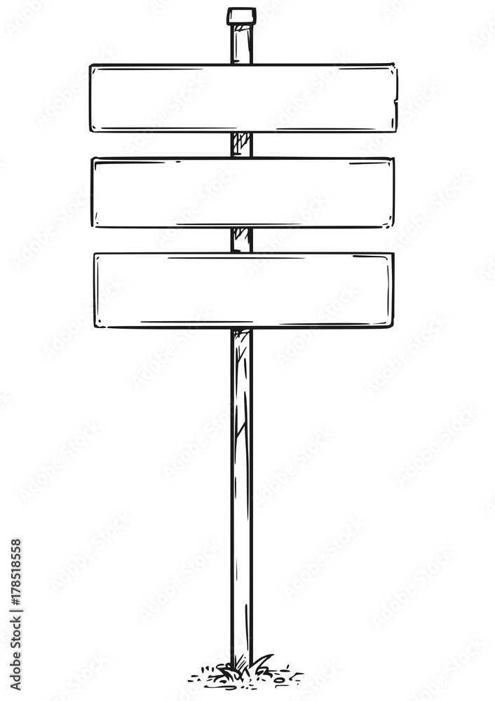 Empty Blank Sign Board Drawing Stock Vector | Adobe Stock