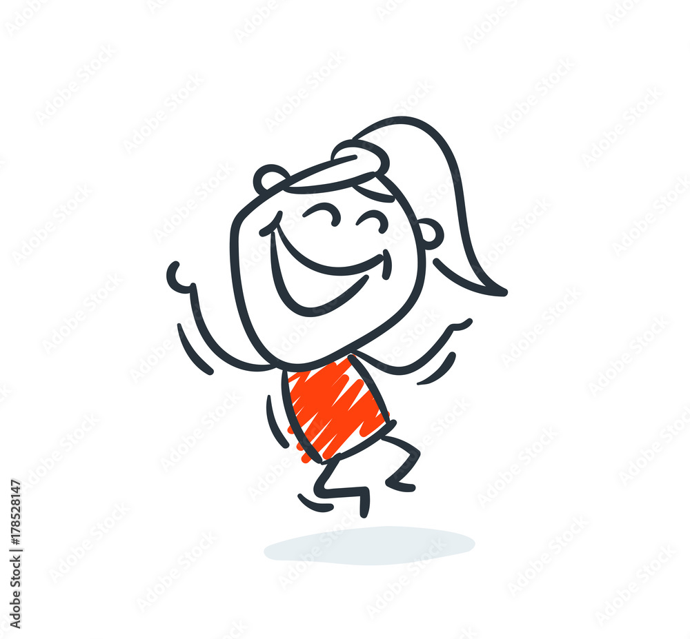 Vetor do Stock: Strichfiguren - Frauchen: Freude, Luftsprünge, Jubel ...