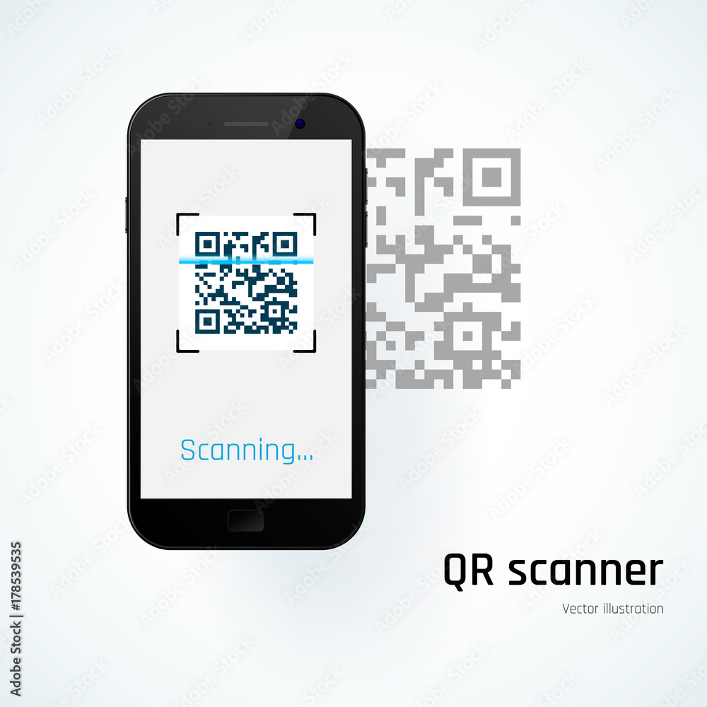 QR scanner. Mobile scans QR code. Vector illustration Stock Vector ...
