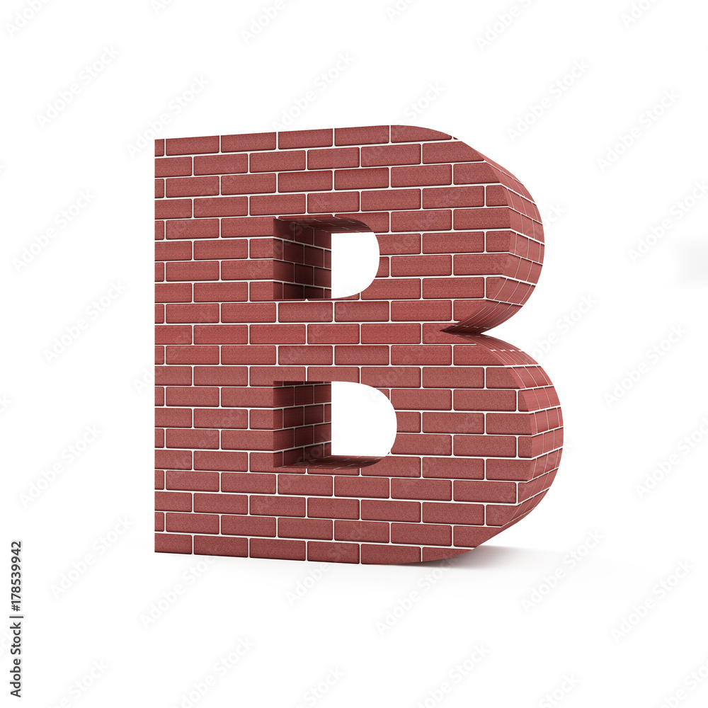 Red Brick Alphabet isolated on white background (Letter B) Stock ...