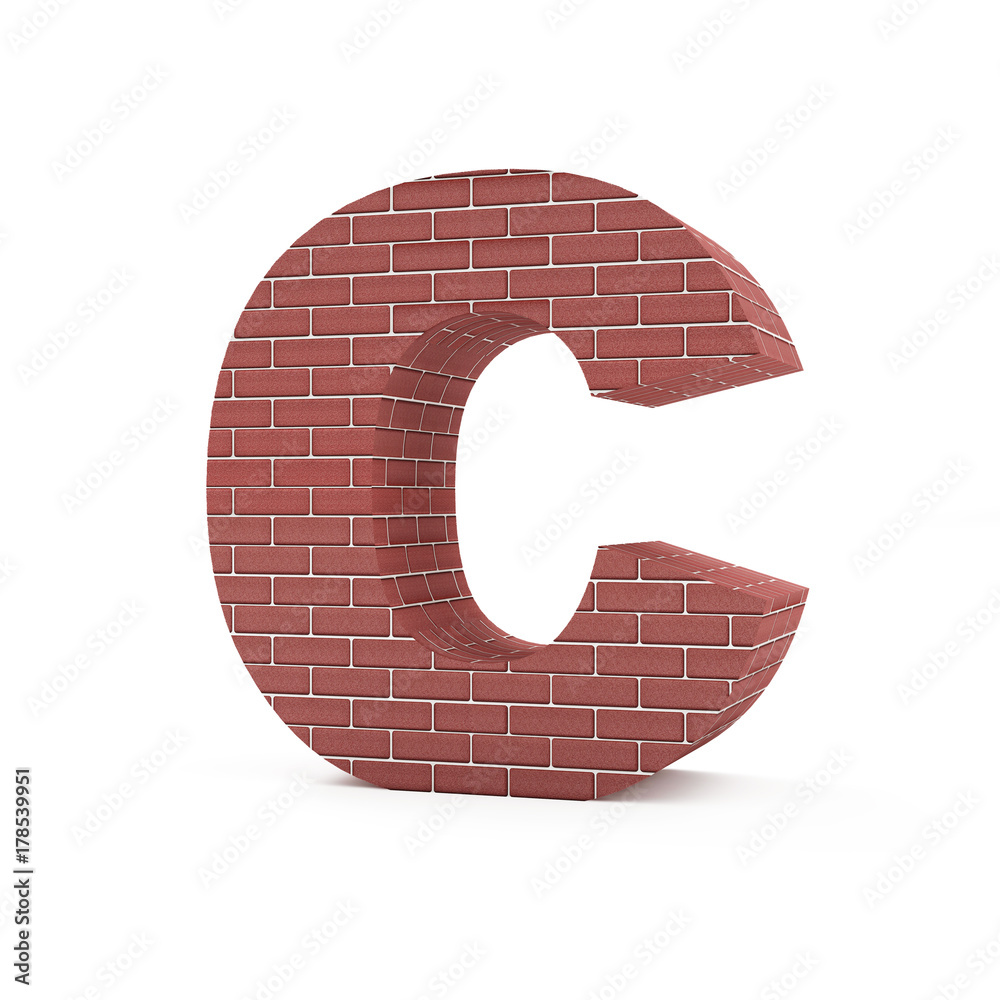 Red Brick Alphabet isolated on white background (Letter C) Stock ...