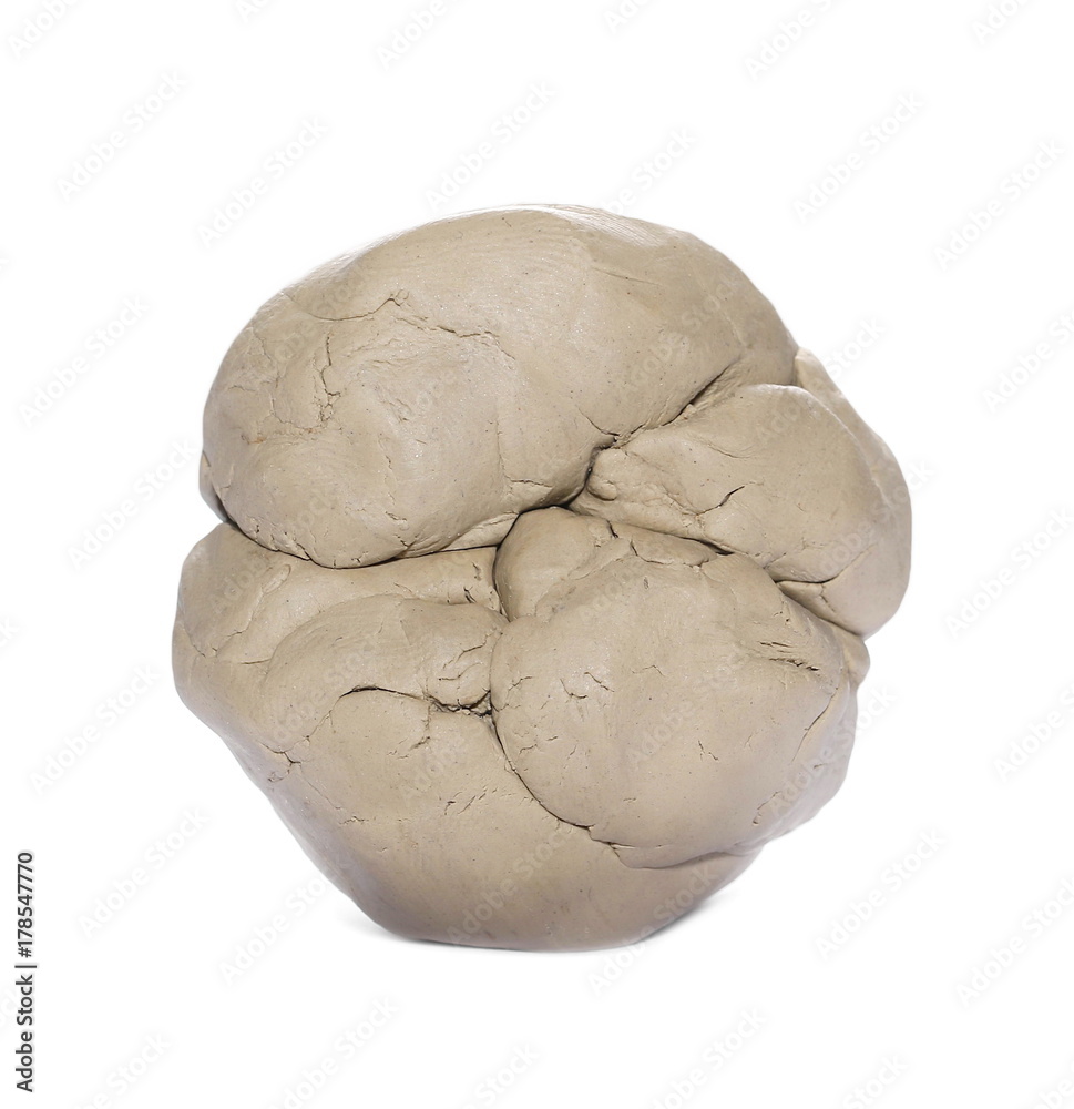 Grey modelling clay lump shape isolated on white background Stock Photo ...