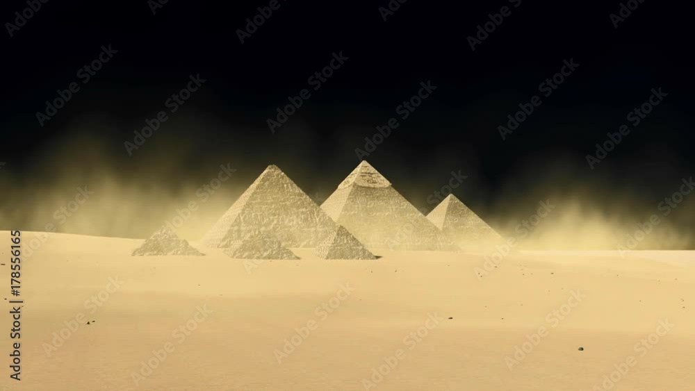 Famous egyptian pyramids - Great Pyramid of Giza among sandy desert ...