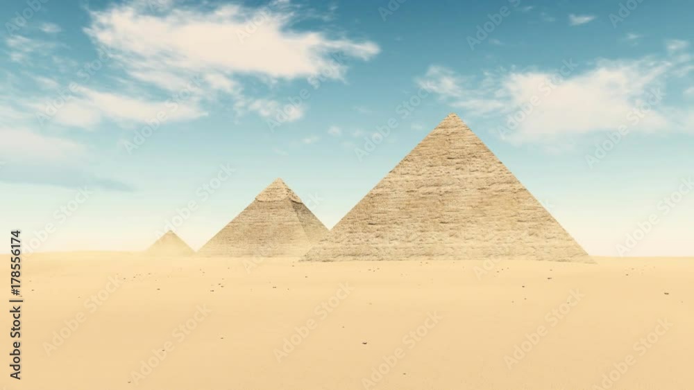 Famous egyptian landmark - complex Great Pyramids of Giza under bright ...