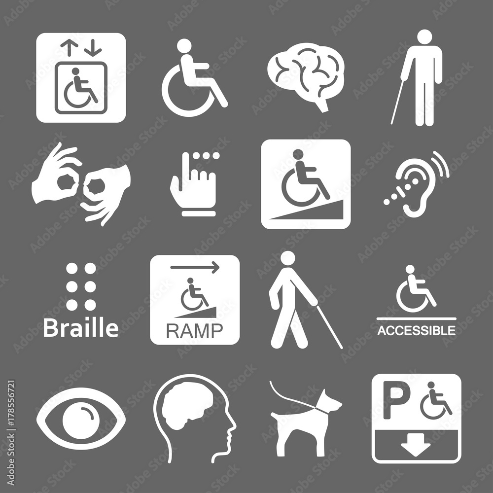disability icon set Stock Vector | Adobe Stock