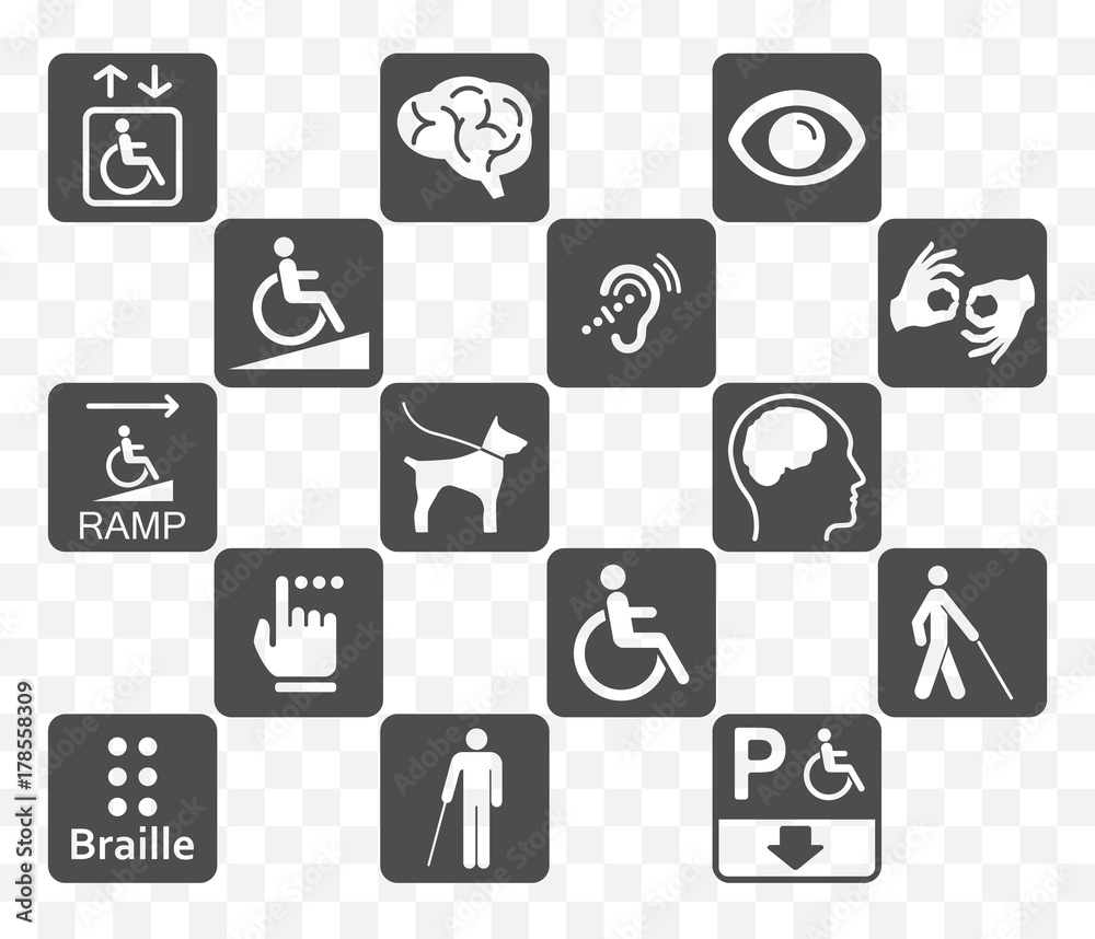 disabled icons set Stock Vector | Adobe Stock