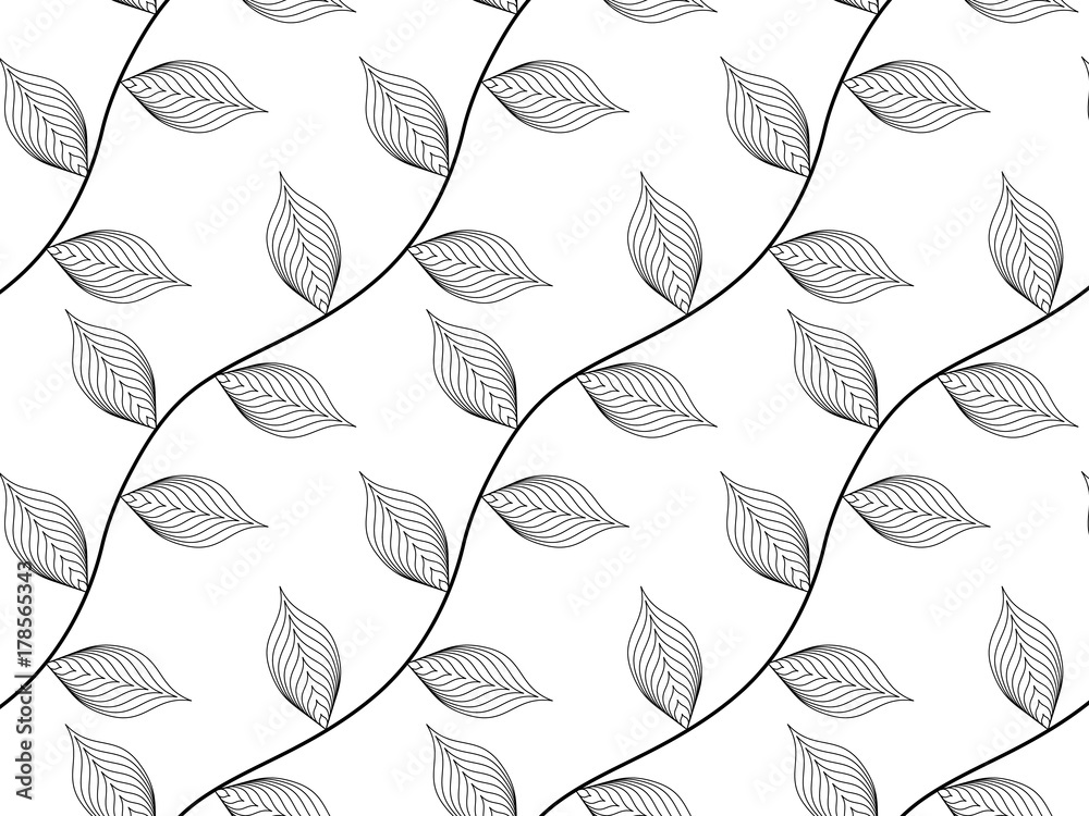abstract repeating linear leaves vector pattern, , flower, skeleton ...