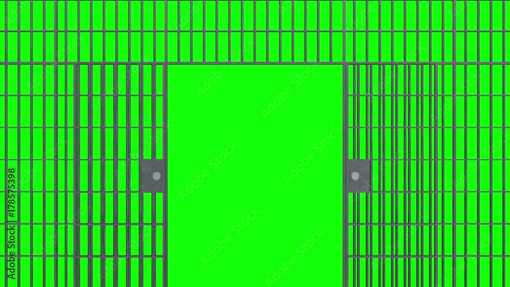 Prison bars with doors. Animation of Open Jail bars. 3d render video ...