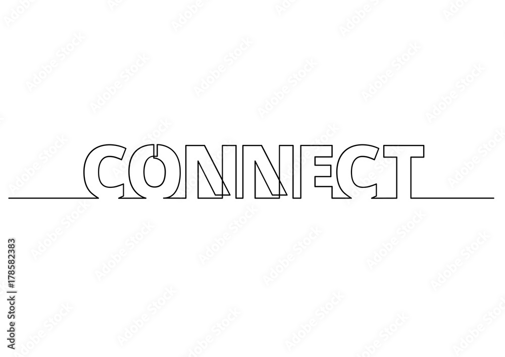 one line drawing of phrase - connected Stock Vector | Adobe Stock