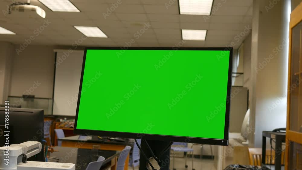 Green Screen computer monitor in an empty biology lab at university ...