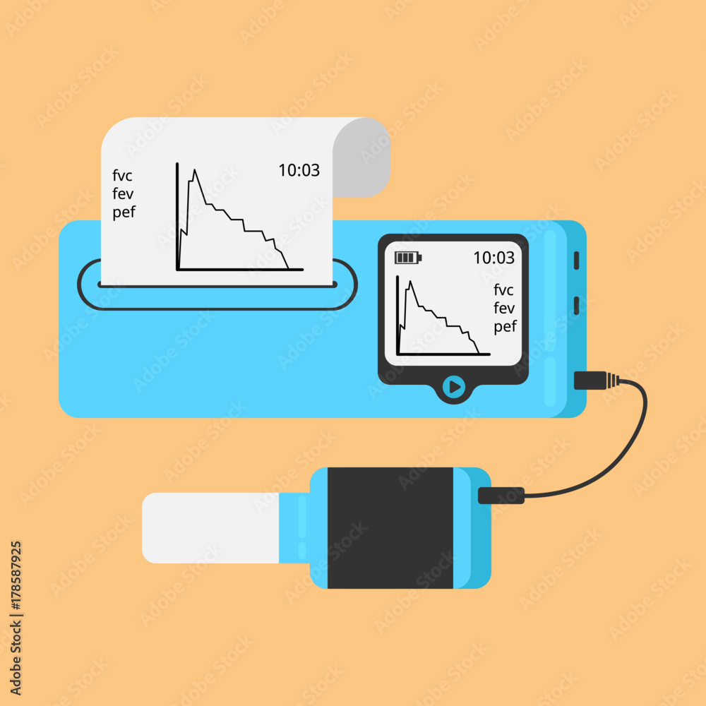 Spirometer medical equipment. The device determines the volume of the ...