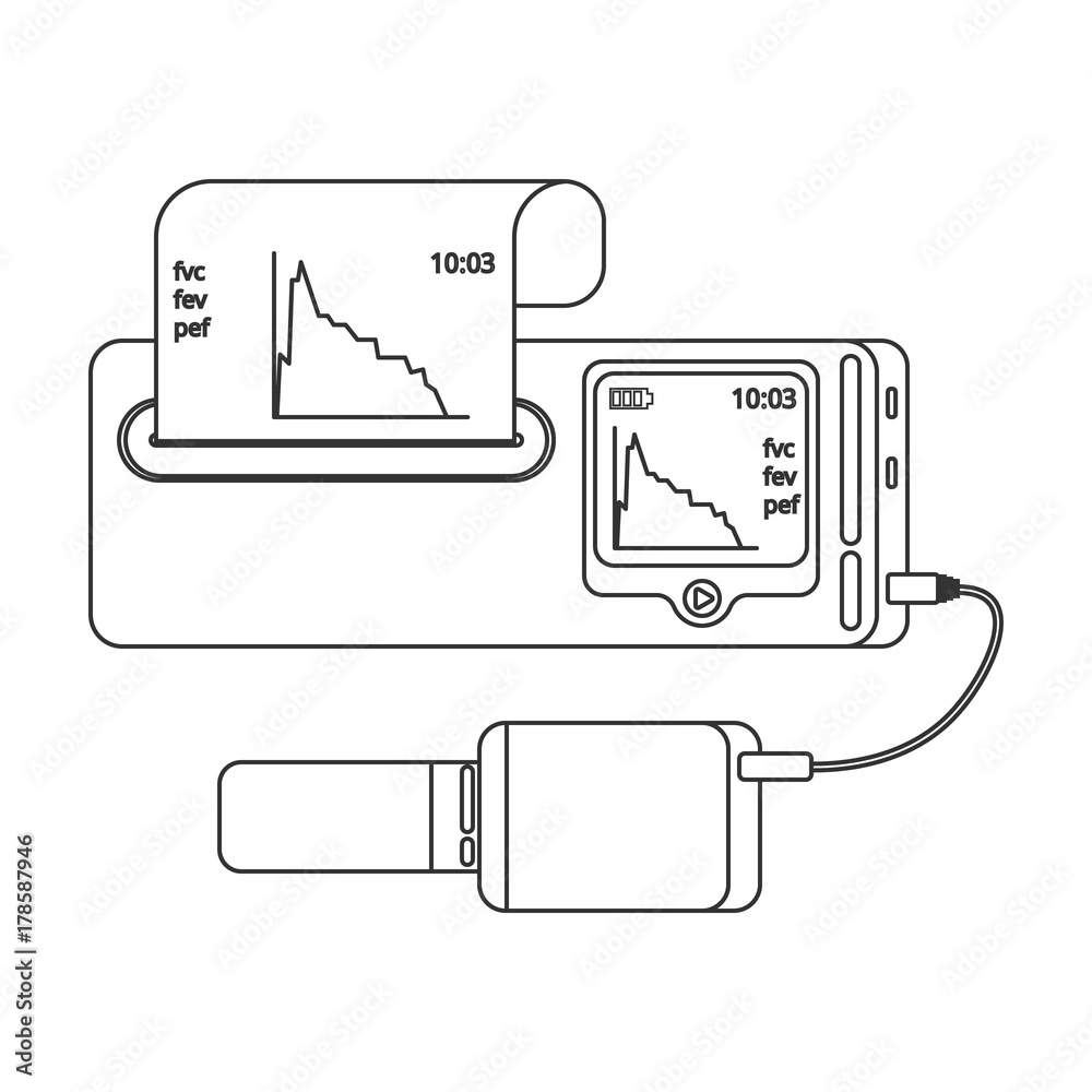 Spirometer medical equipment. The device determines the volume of the ...