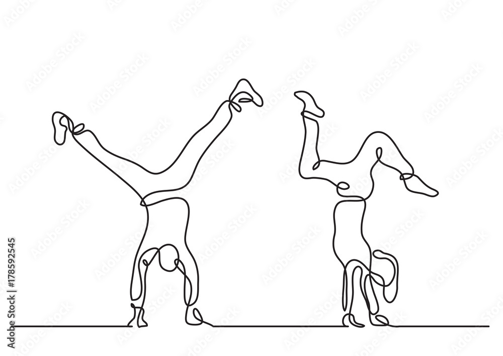 one line drawing of couple doing handstand Stock Vector | Adobe Stock