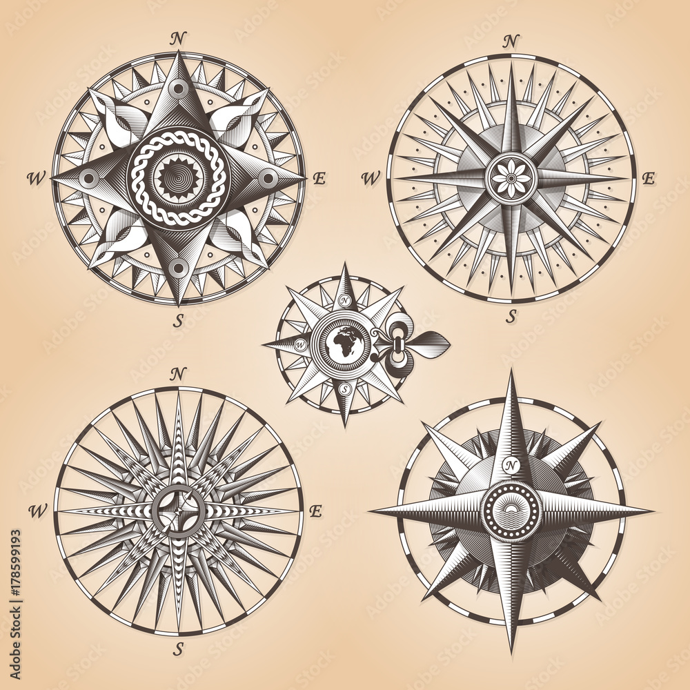 Old Compass Rose Vector