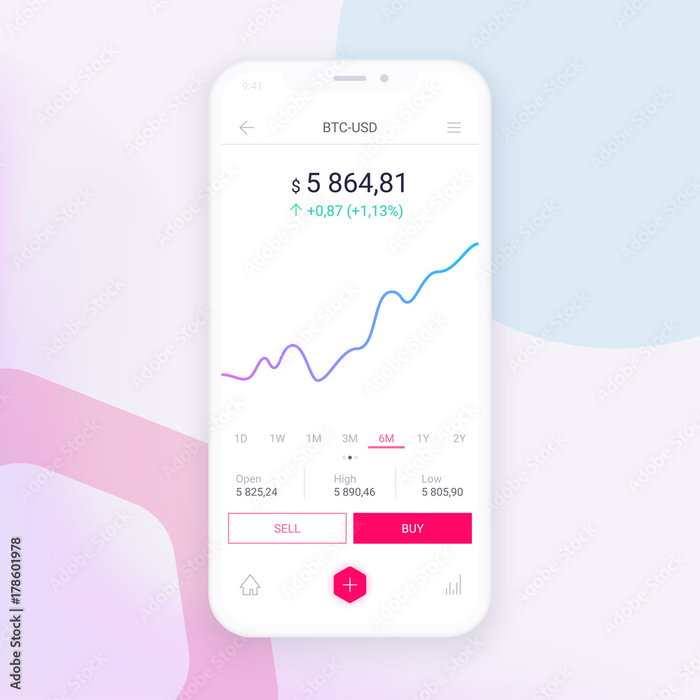 Clean Mobile UI Design Concept. Trendy Mobile Banking. Cryptocurrency ...