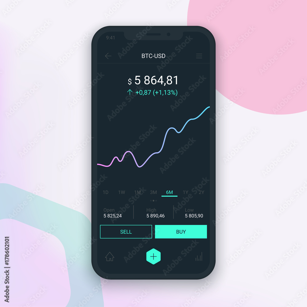 Clean Mobile UI Design Concept. Trendy Mobile Banking. Cryptocurrency ...